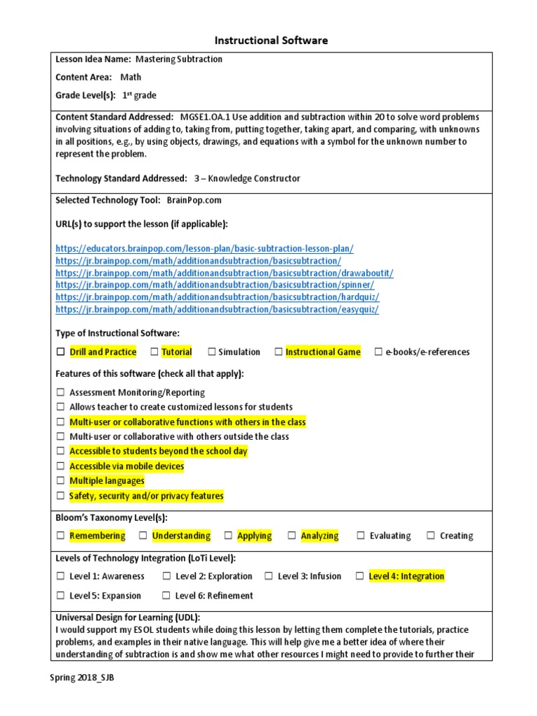 02 Instructional Software Lesson Idea Template - Ella Roberts | PDF ...