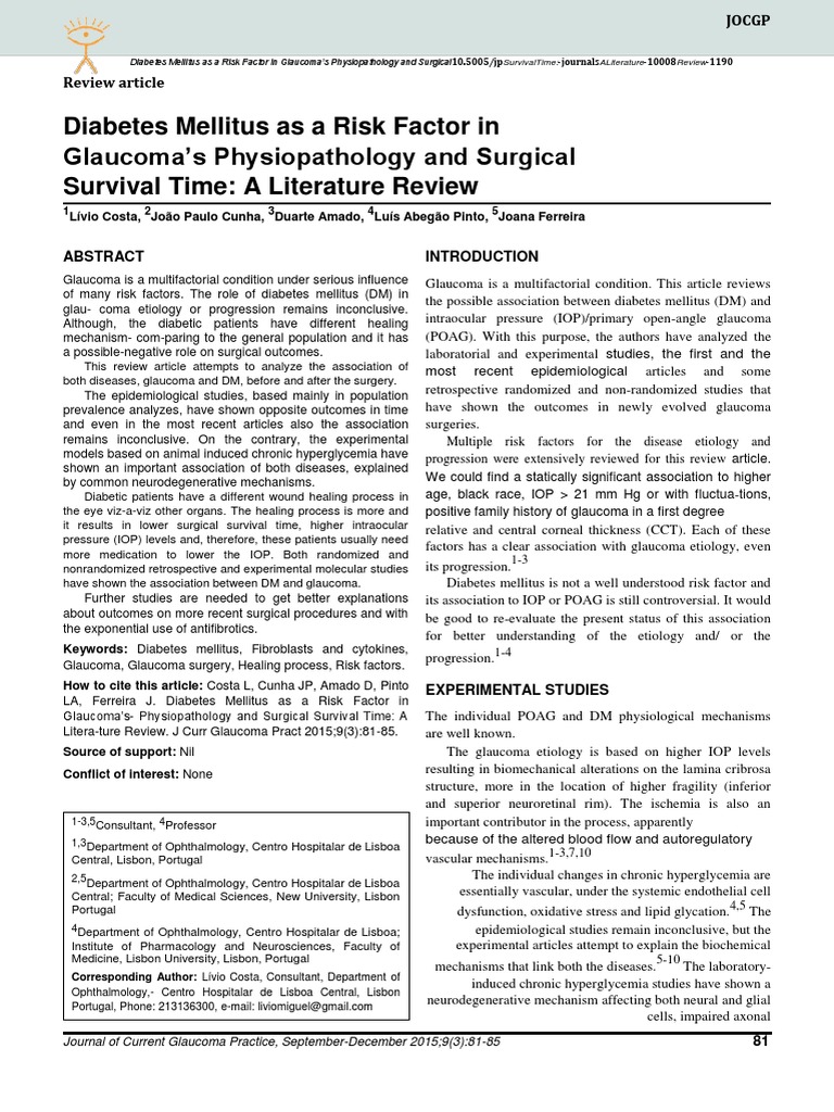 J Curr Glauc 2015 | PDF | Glaucoma | Diabetes Mellitus