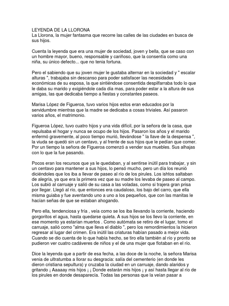Leyenda de La Llorona | PDF