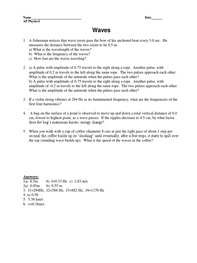 Waves: Name Date AP Physics1 | PDF | Art | Science & Mathematics