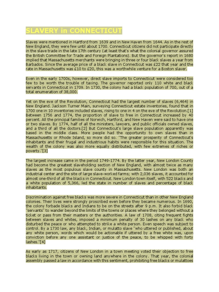 Connecticut's Slavery History and Abolition | PDF | Abolitionism | Slavery