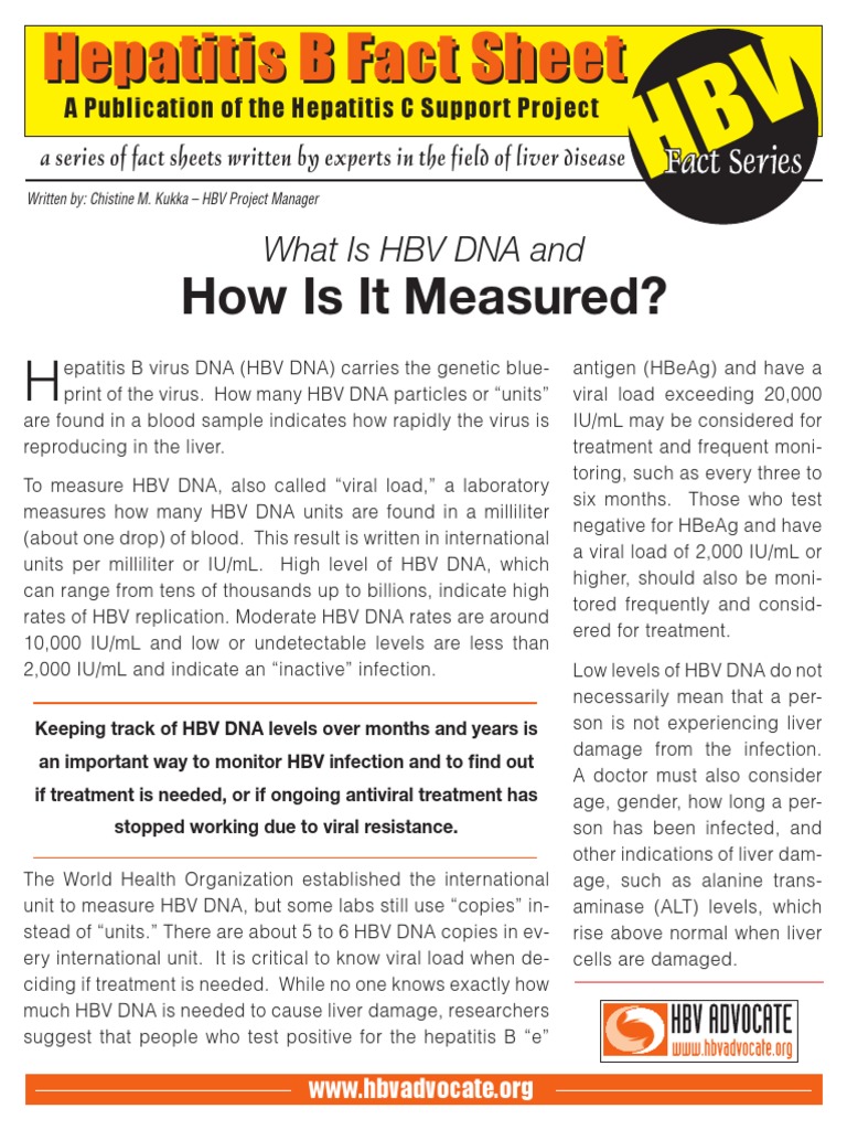 How Is It Measured?: What Is HBV DNA and | PDF | Hepatitis B | Virus