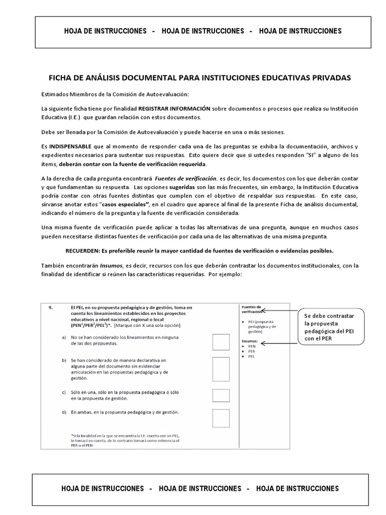 FICHA DE ANÁLISIS DOCUMENTAL PARA INSTITUCIONES EDUCATIVAS PRIVADAS.pdf | Evaluación | Plan de ...