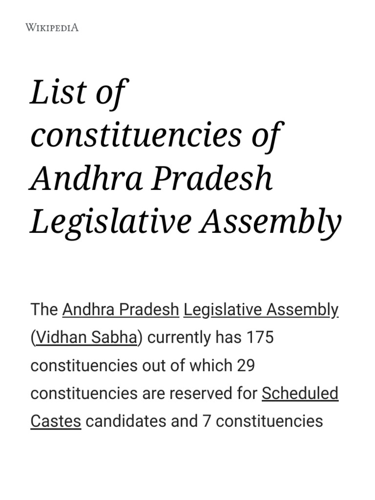 Andhra Pradesh Assembly Constituencies List | PDF | Politics Of India