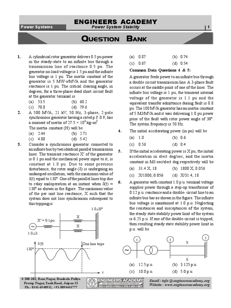 Power System Stability Questions and Solutions | PDF | Electric Power ...