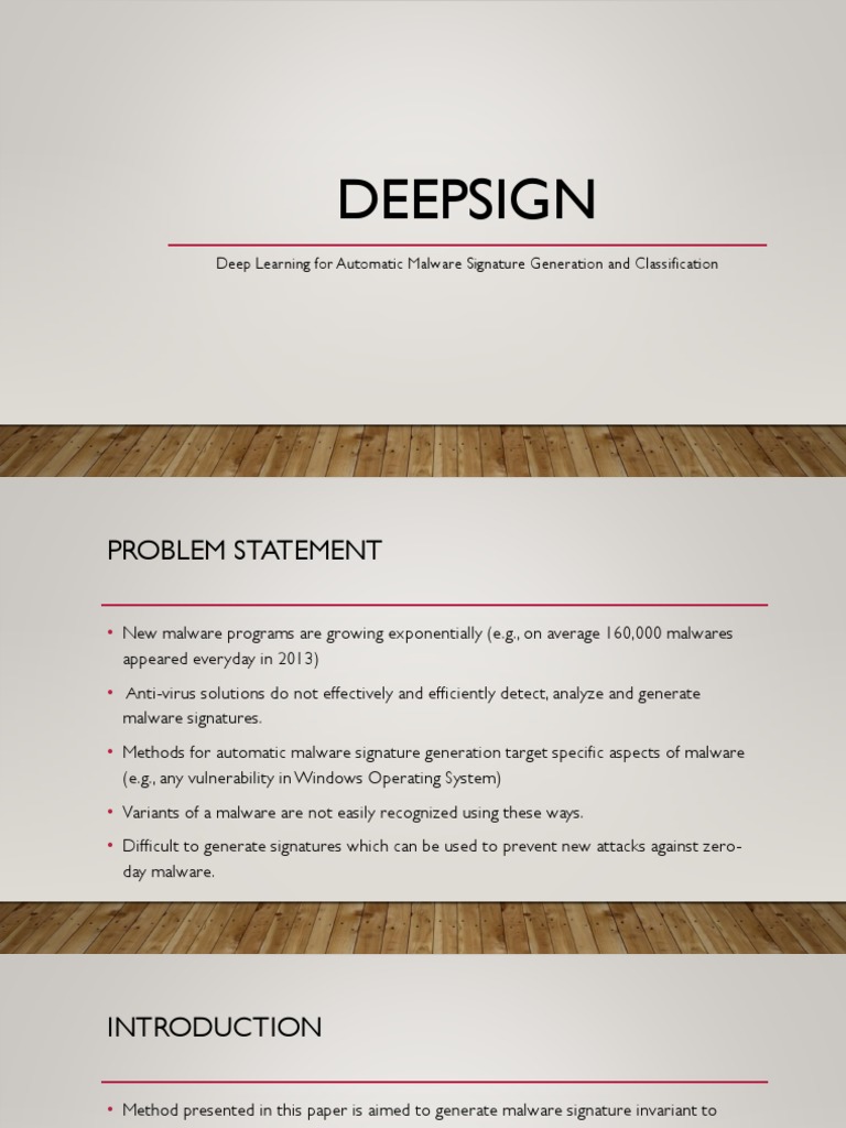 Deepsign: Deep Learning For Automatic Malware Signature Generation and ...