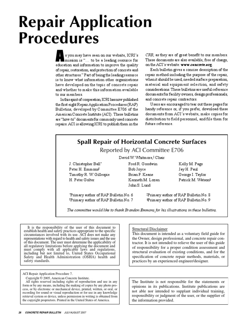Repair Application Procedures | PDF | Corrosion | Concrete