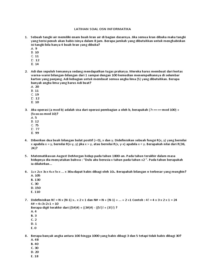 Latihan Soal Osn Informatika | PDF