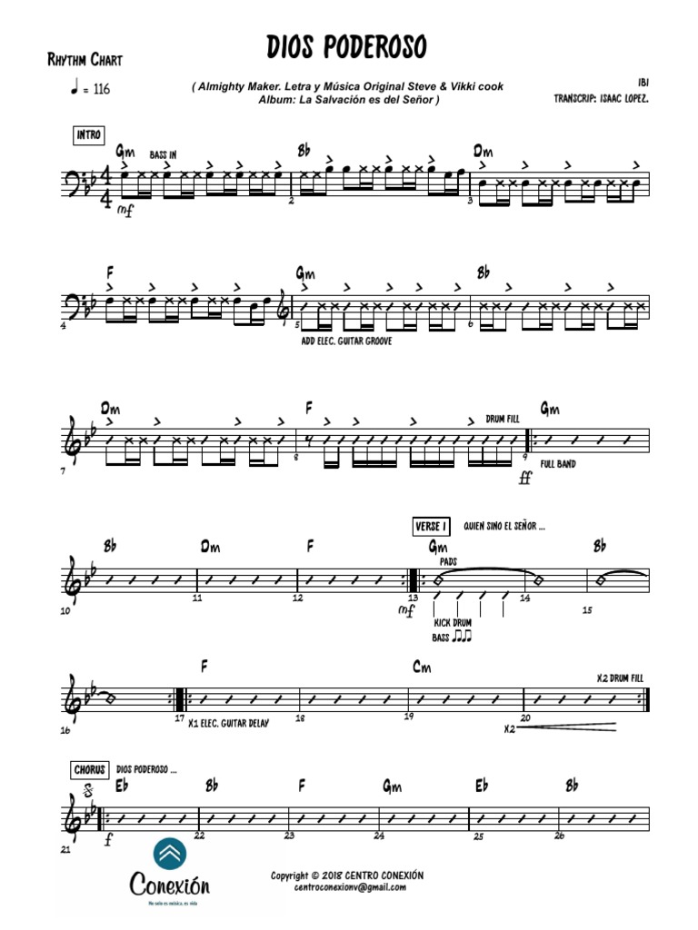 La IBI - Dios Poderoso (Rhythm-Chart) PDF | PDF | Ritmo y medidor | Composiciones Musicales