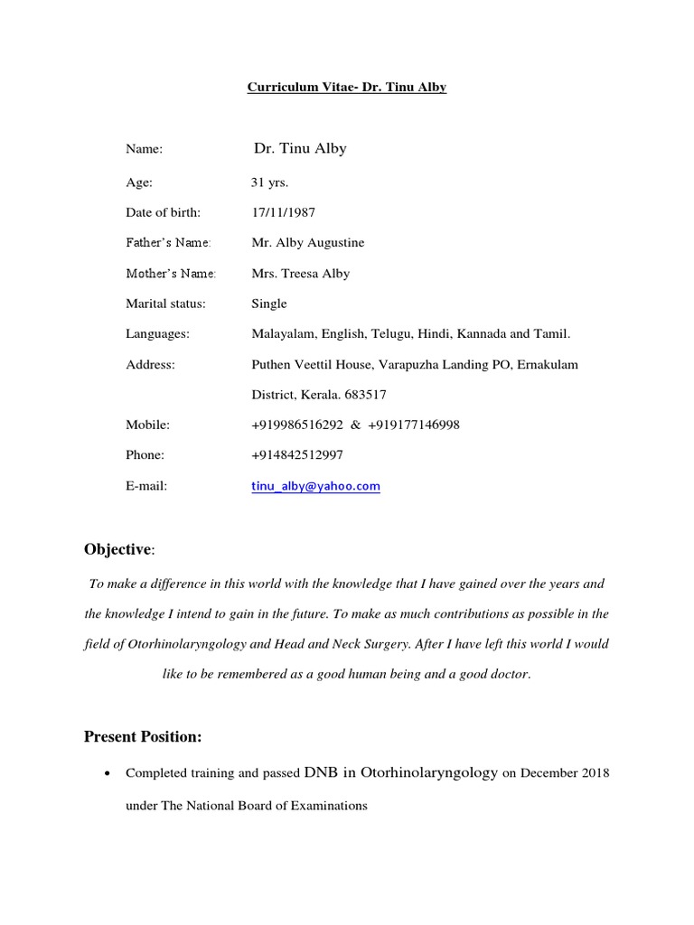 DR Tinu Alby Resume 2019 | PDF | Surgery | Gastroesophageal Reflux Disease