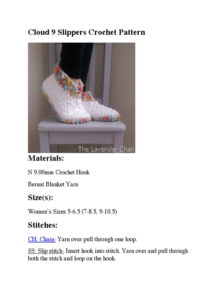 Cozy Cloud 9 Slippers: A Step-by-Step Crochet Pattern for Three Sizes ...