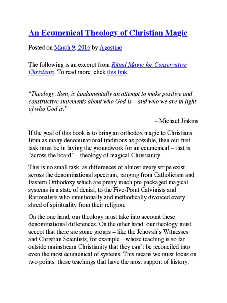 Christian Magic | PDF | Grace In Christianity | Mary, Mother Of Jesus