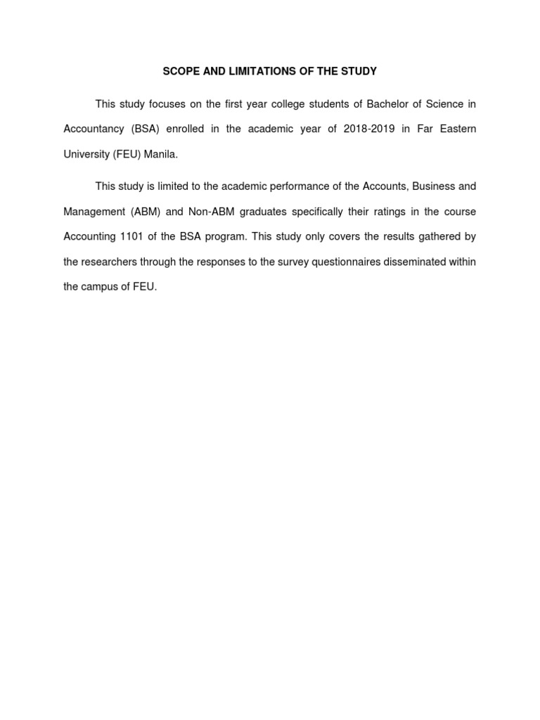Scope and Limitations of The Study | PDF