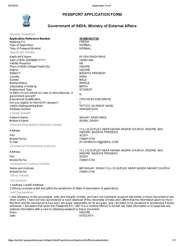 Emergency Contact in Passport Application | PDF | Passport | Official ...