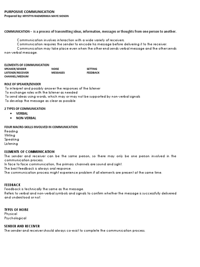 Reviewer Purposive Communication | PDF | Nonverbal Communication ...