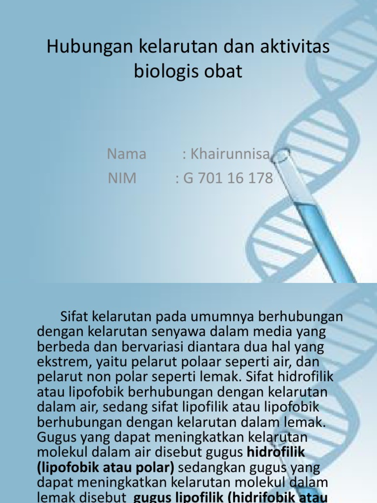 Hubungan Kelarutan Dan Aktivitas Biologis Obat | PDF