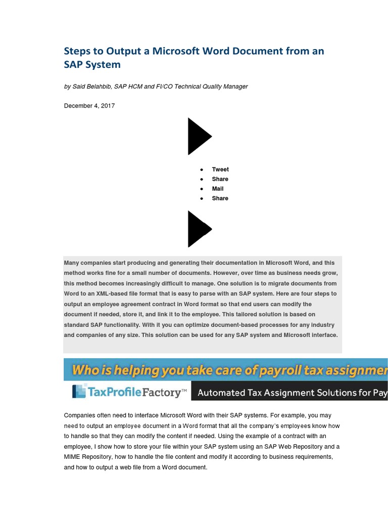 Steps To Output A Microsoft Word Document From An SAP System | PDF ...