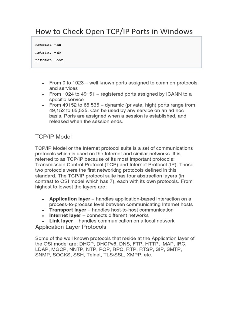 How To Check Open Ports in Windows | PDF | Internet Protocol Suite ...