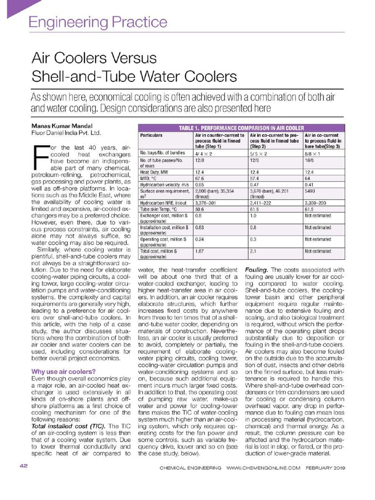 Air Coolers Versus Shell-And-tube Water Coolers | PDF | Thermodynamics | Water