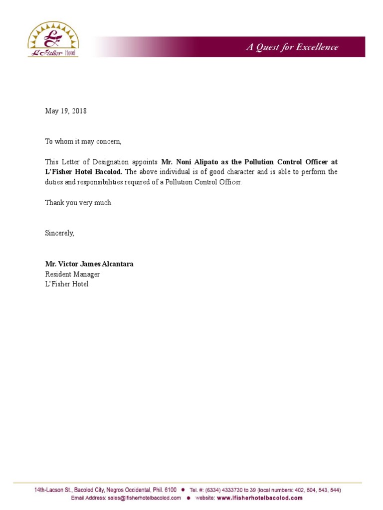 Letter To DENR - Re Designation Letter For Sir Bigboy - 051918 | PDF