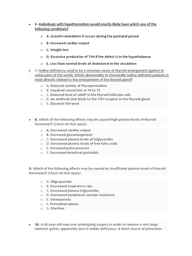 External MCQ | PDF | Hyperthyroidism | Thyroid Stimulating Hormone