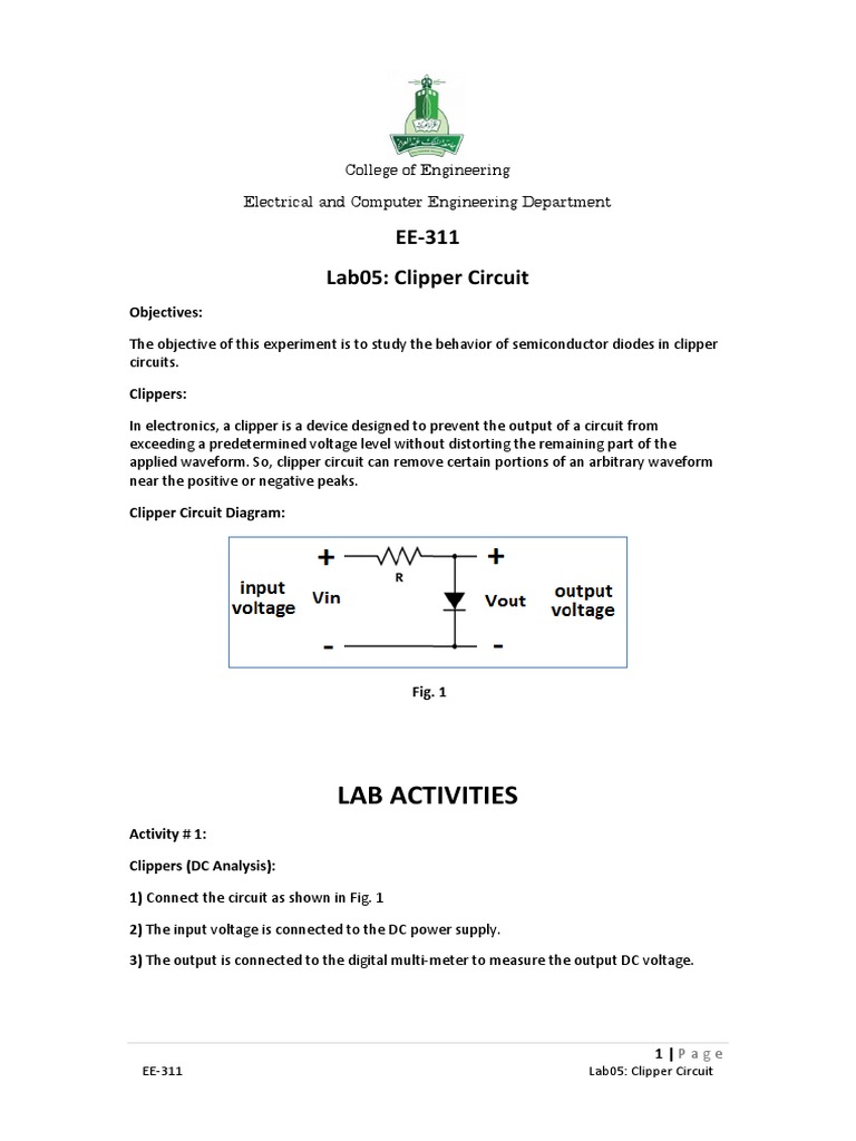 Clipper Circuit Experiment | PDF | Teaching Methods & Materials