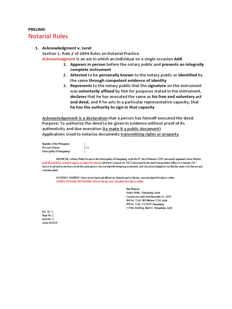 Notarial Rules: Acknowledgment vs. Jurat | PDF | Notary Public | Affidavit