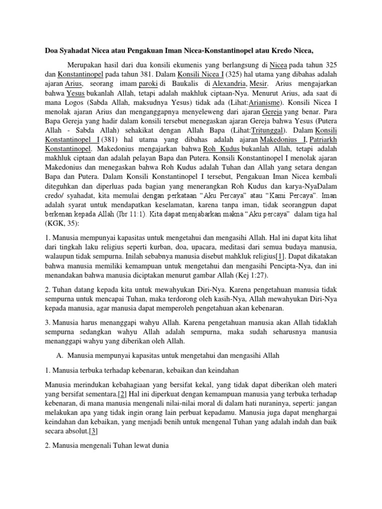 Doa dan Kredo Nicea-Konstantinopel | PDF | Agama & Spiritualitas