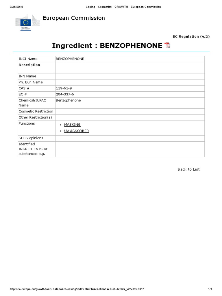 CosIng - Cosmetics - GROWTH - European Commission 2 | PDF