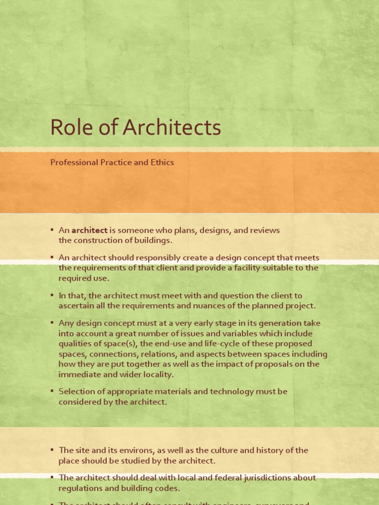 Unit 1 .Role and Importance of Architects | PDF | Architect | Social ...