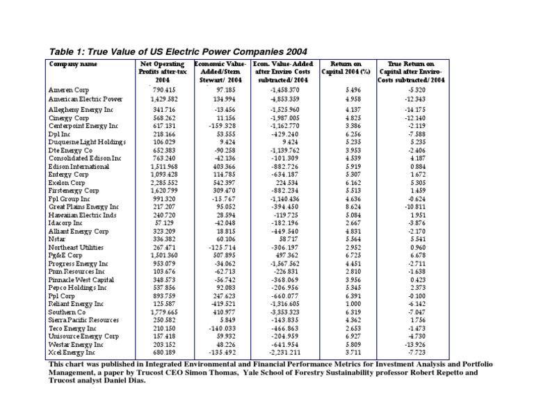 US Electric Power Companies 2004 Analysis | PDF | Resource Economics ...
