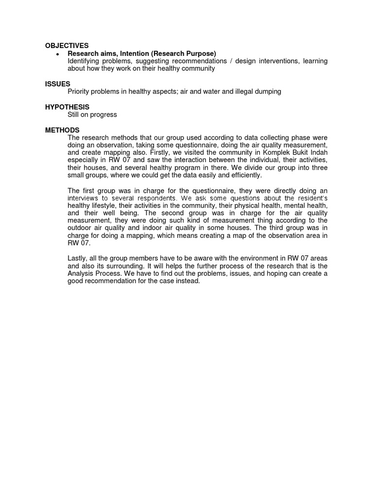 Objectives Research Aims, Intention (Research Purpose) | PDF