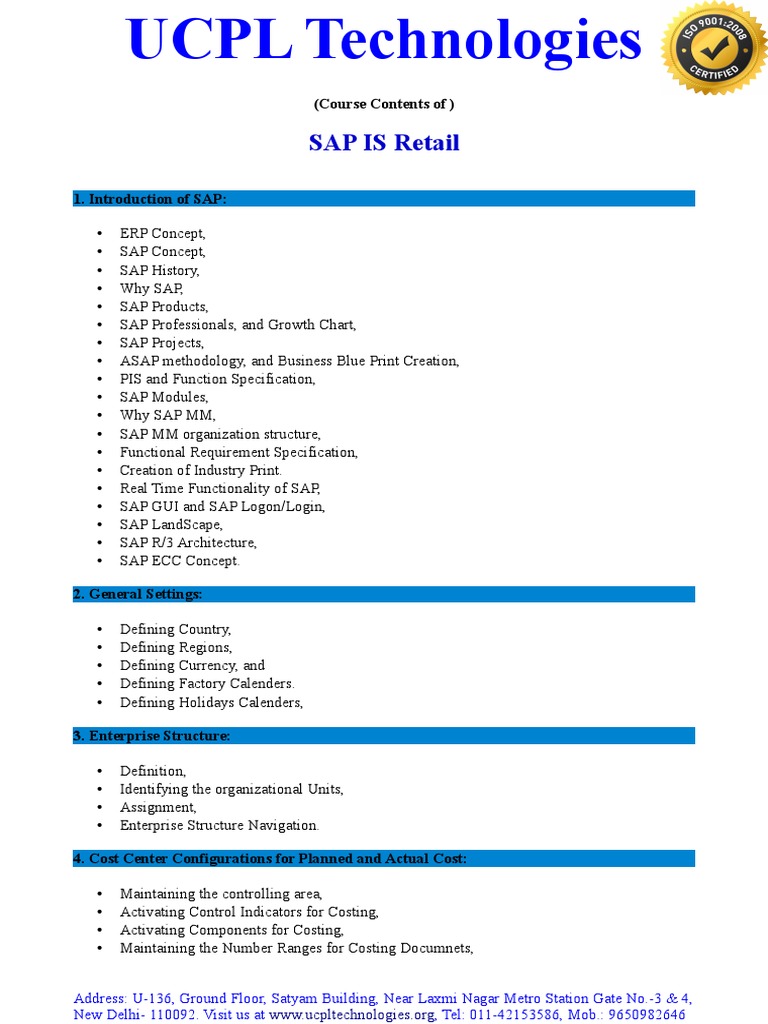 SAP IS Retail Syllabus | PDF | Retail | Inventory