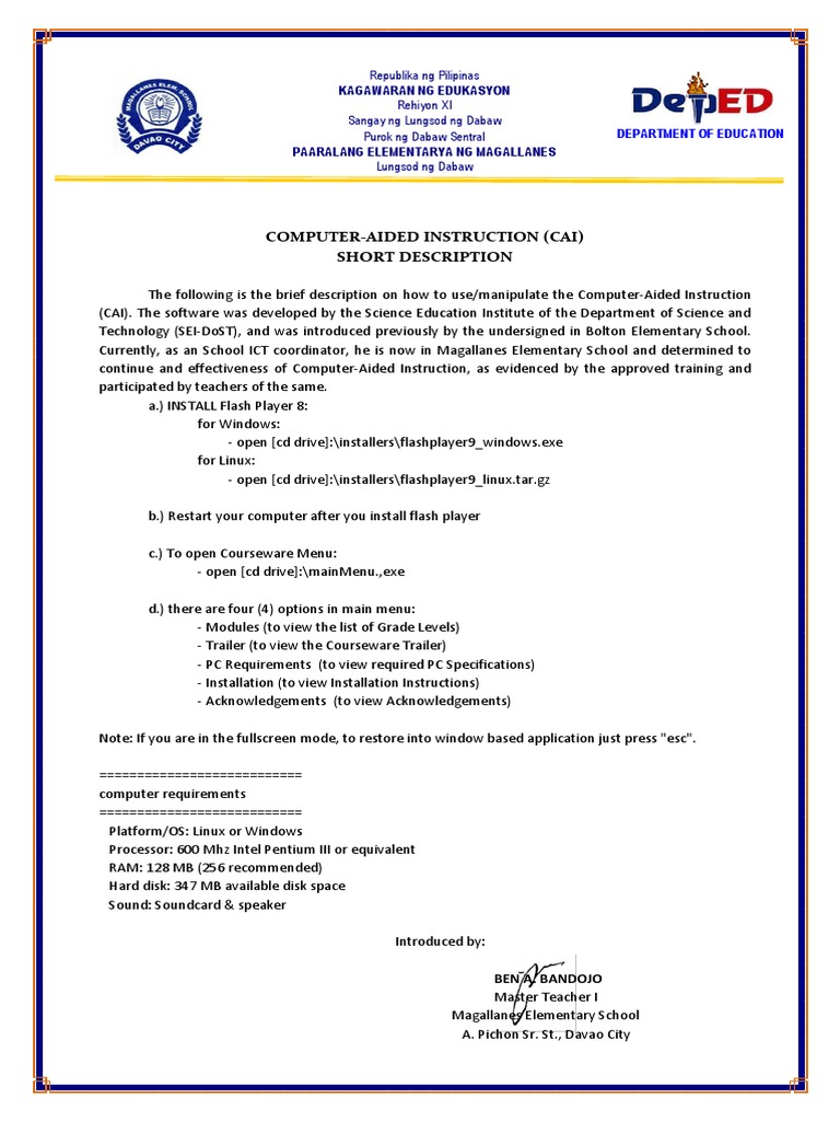 CAI Description | PDF | Microsoft Windows | Electronic Engineering