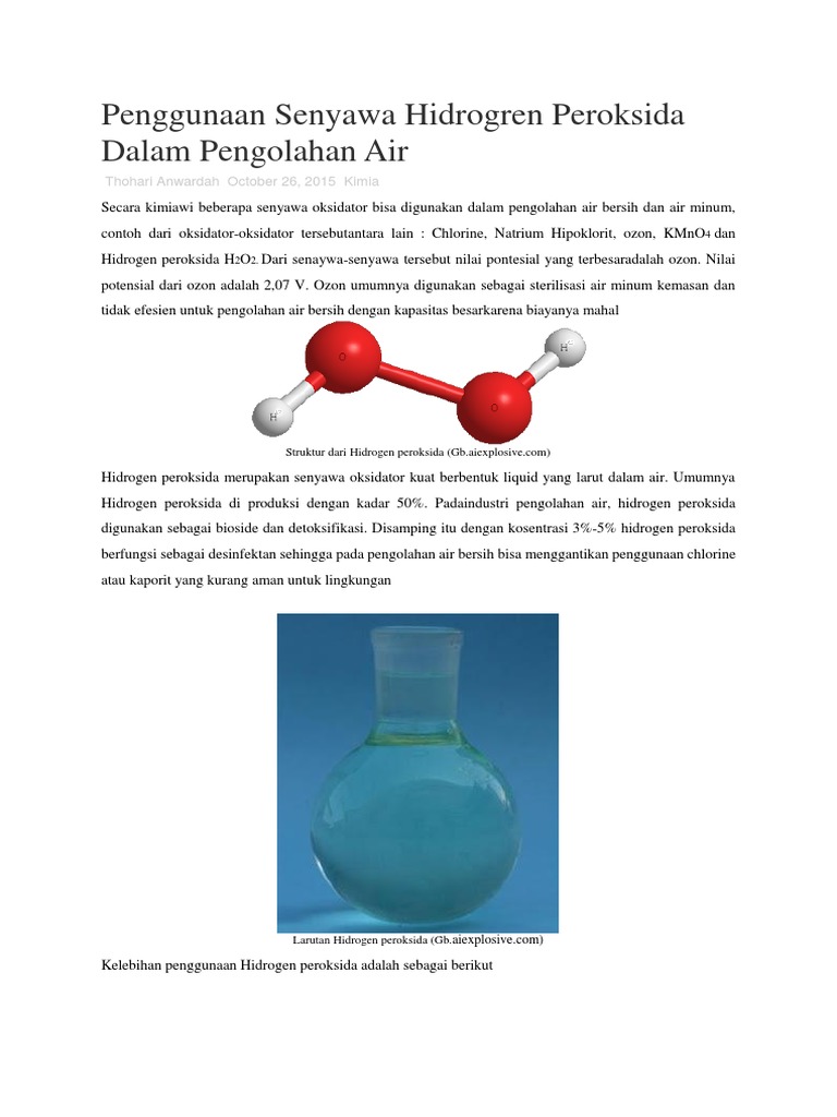 Penggunaan Senyawa Hidrogren Peroksida Dalam Pengolahan Air | PDF