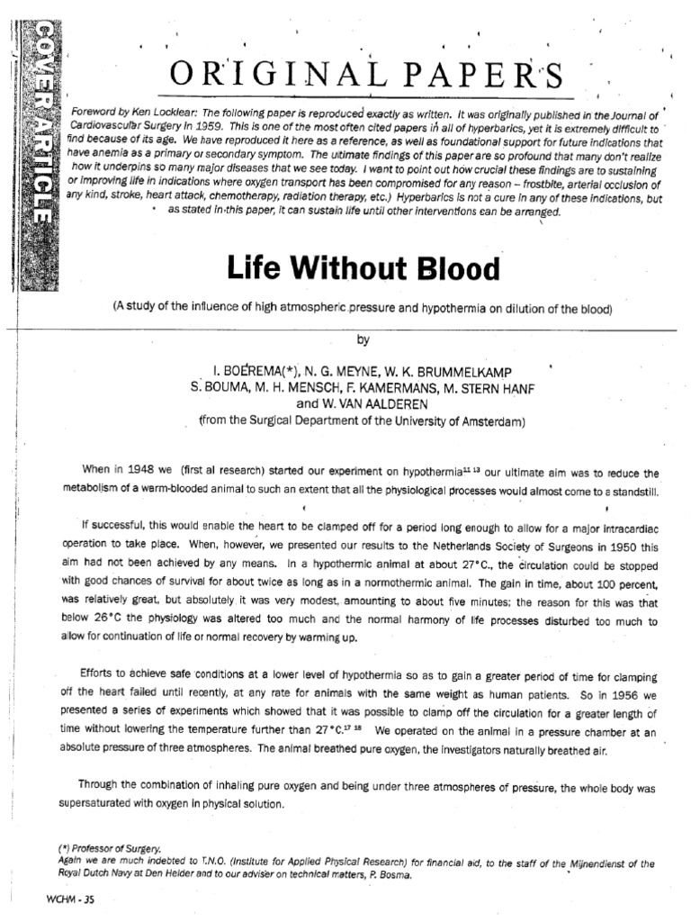 Boerema "Life Without Blood" | PDF