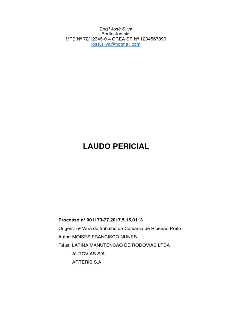 Modelo Laudo Pericial | PDF | Tempo | Termômetro