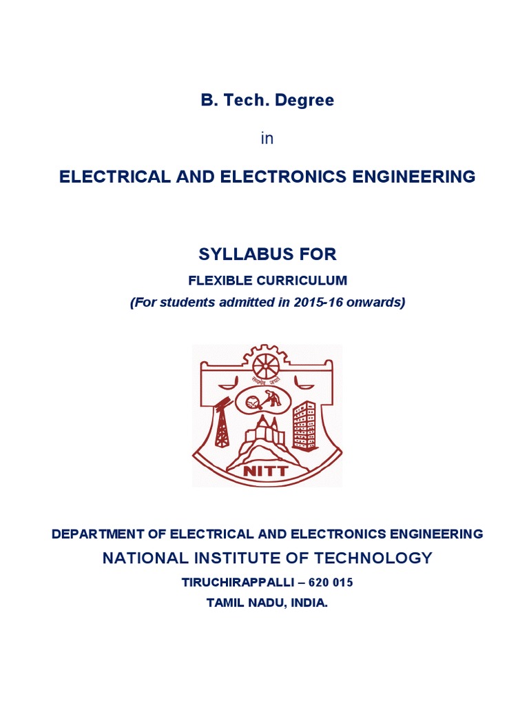 B.Tech Electrical Engineering Curriculum | PDF | Engineering | Electronics