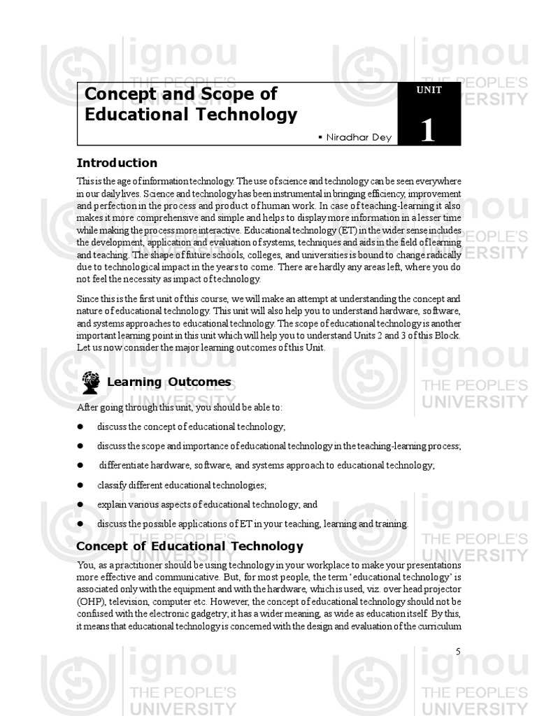 Concept and Scope of Educational Technology | PDF | Educational ...