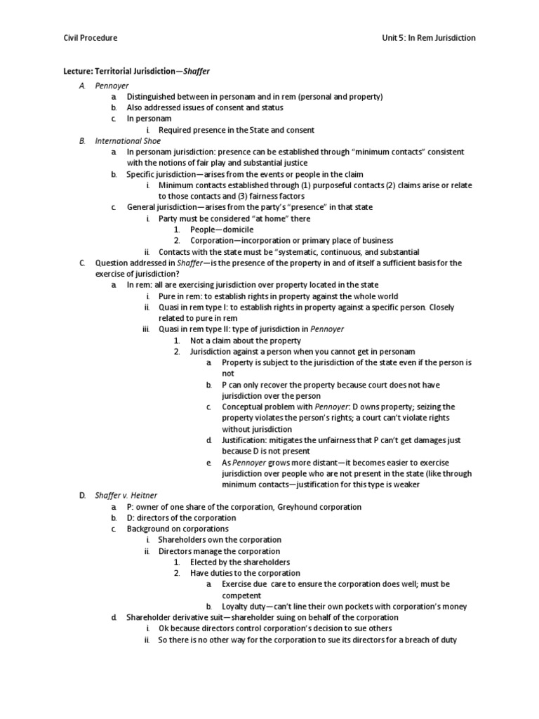 5 in Rem Jurisdiction | PDF | Personal Jurisdiction | Minimum Contacts