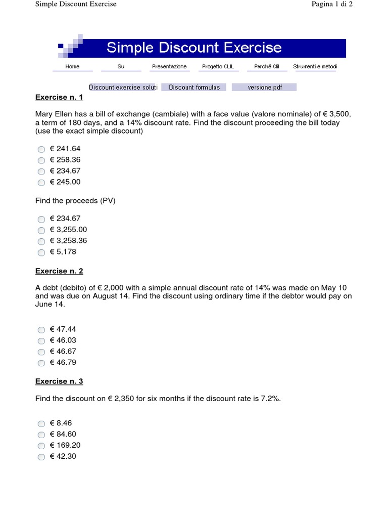 Exercise With Discount | Download Free PDF | Discounting | Interest Rates