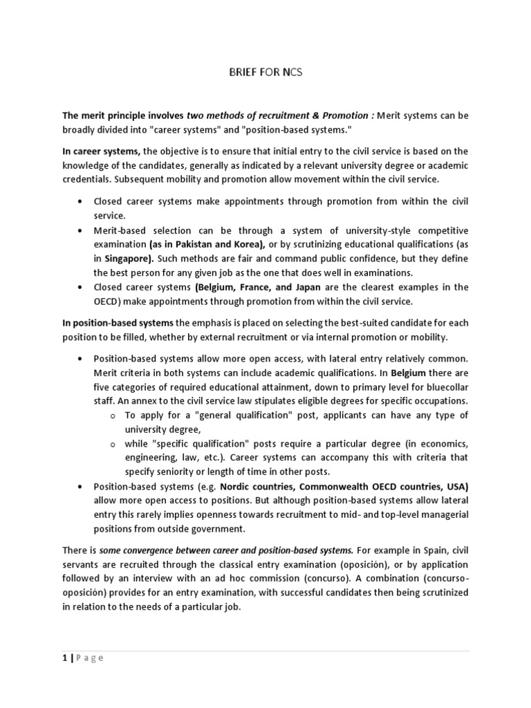 Merit-Based Recruitment and Promotion in Government Bureaucracies ...