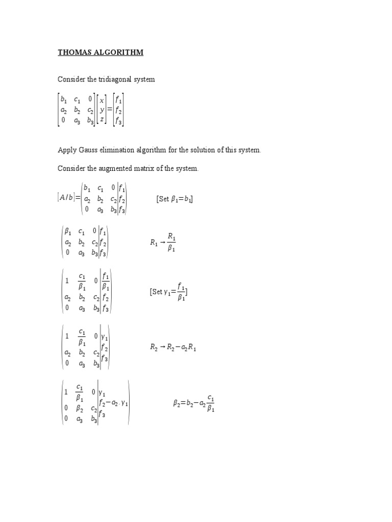 Thomas Algorithm Pdf Linear Algebra Computer Programming 2603