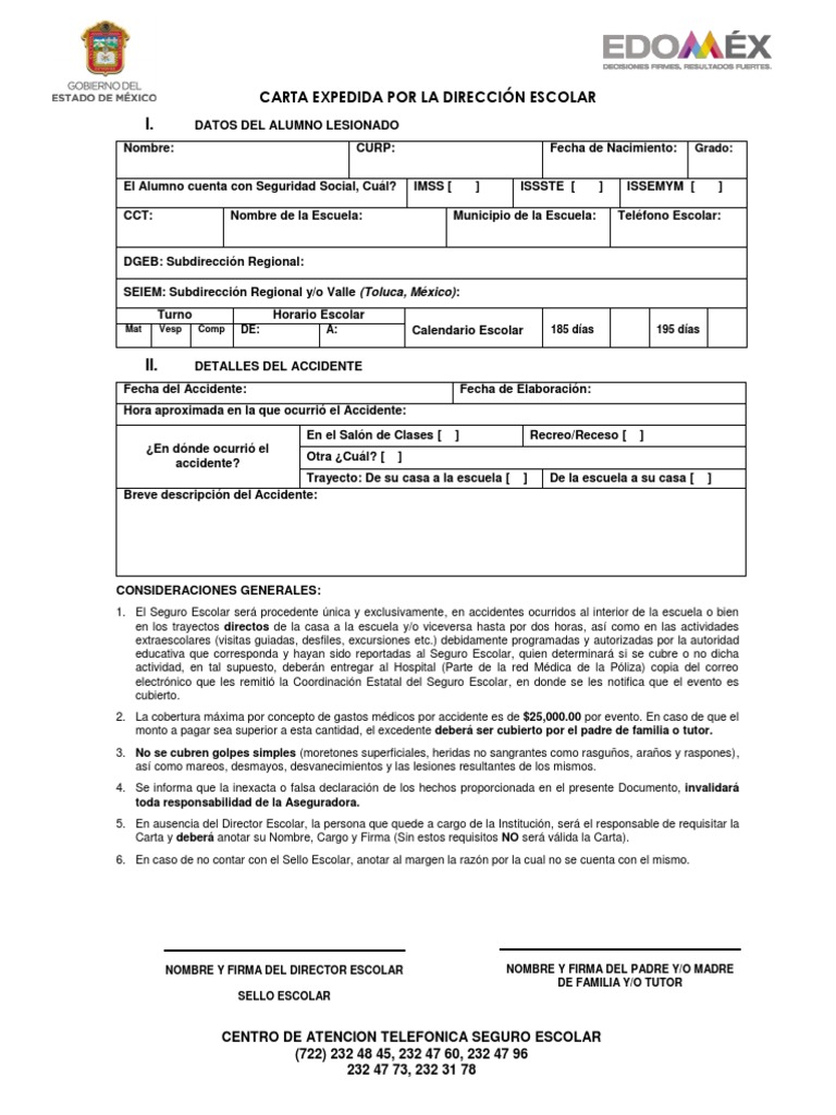 Carta de Seguro Escolar y Procedimientos | PDF | Ciencias sociales