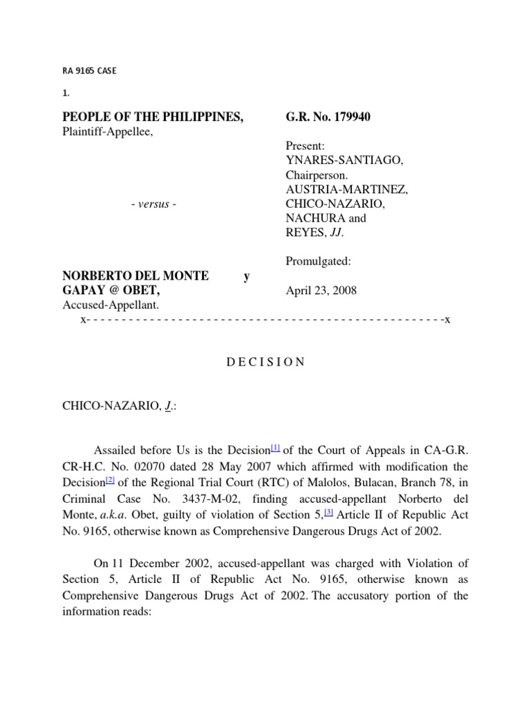 Ra 9165 Case | PDF | Evidence (Law) | Evidence