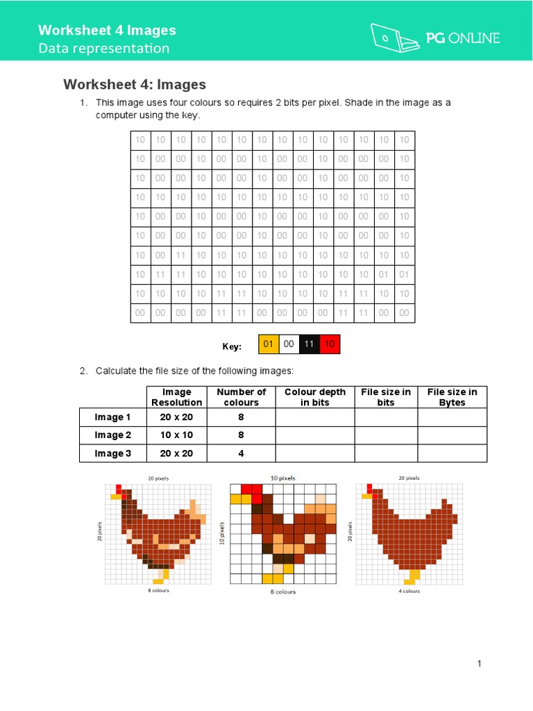 Data Representation Worksheet 4 Images | Download Free PDF | Bit ...