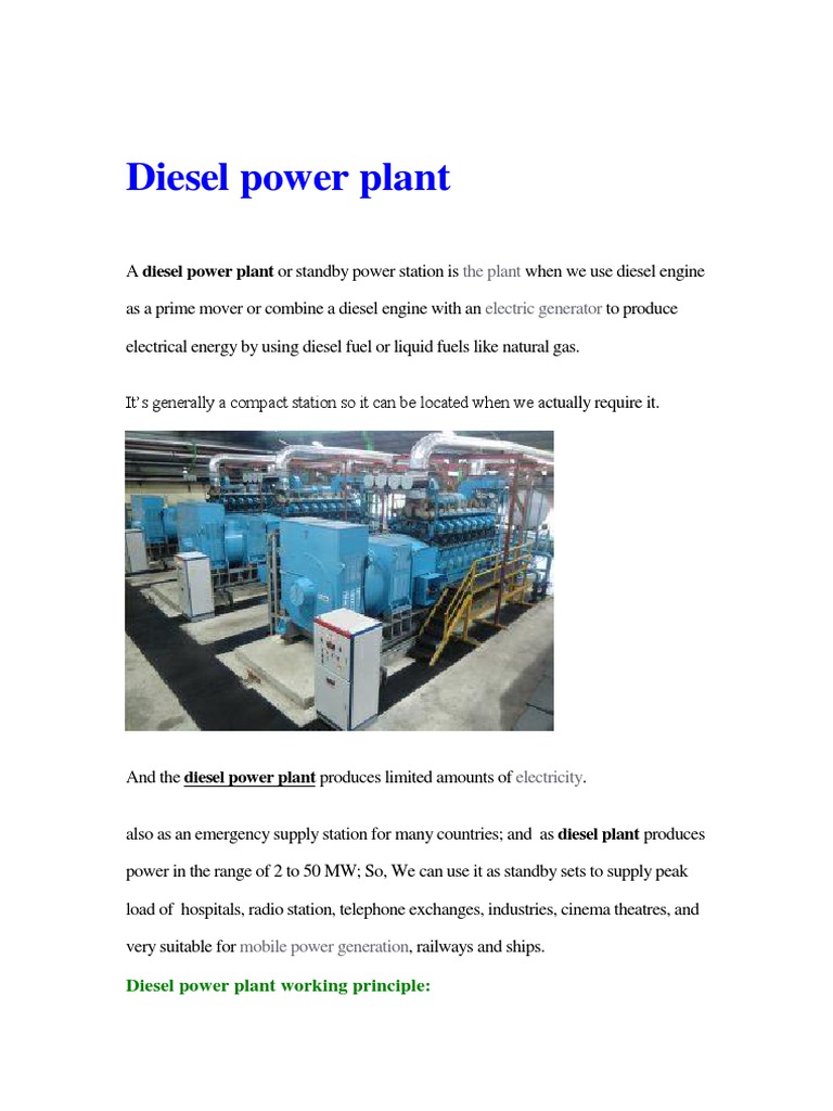 Diesel Power Plant: The Plant Electric Generator | PDF | Internal ...