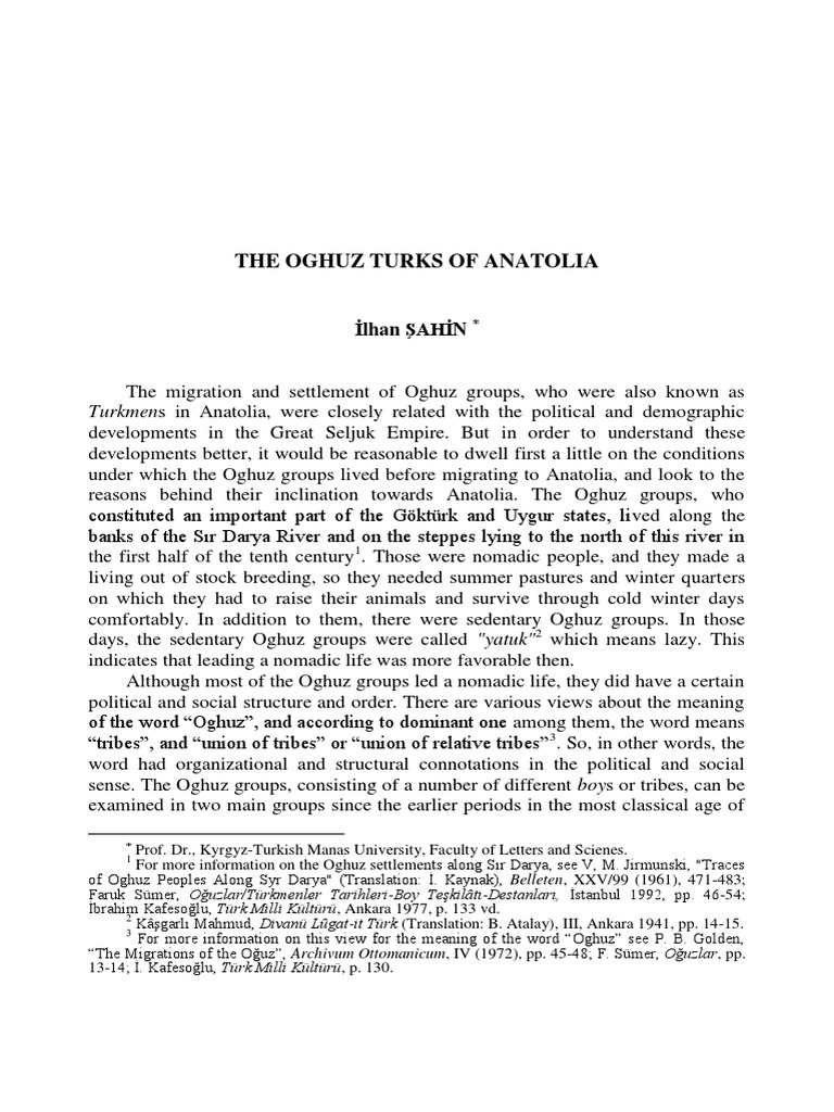 The Oghuz Turks of Anatolia | PDF | Anatolia | Ethnic Groups