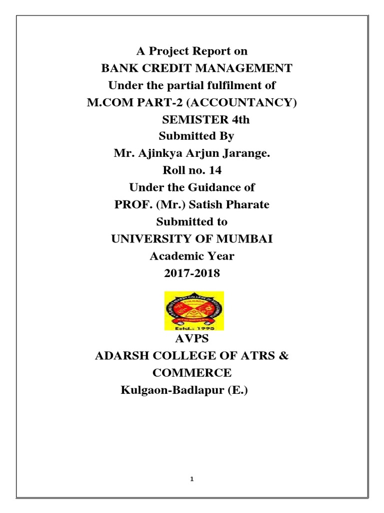 Bank Credit Management Project | PDF | Banks | Loans