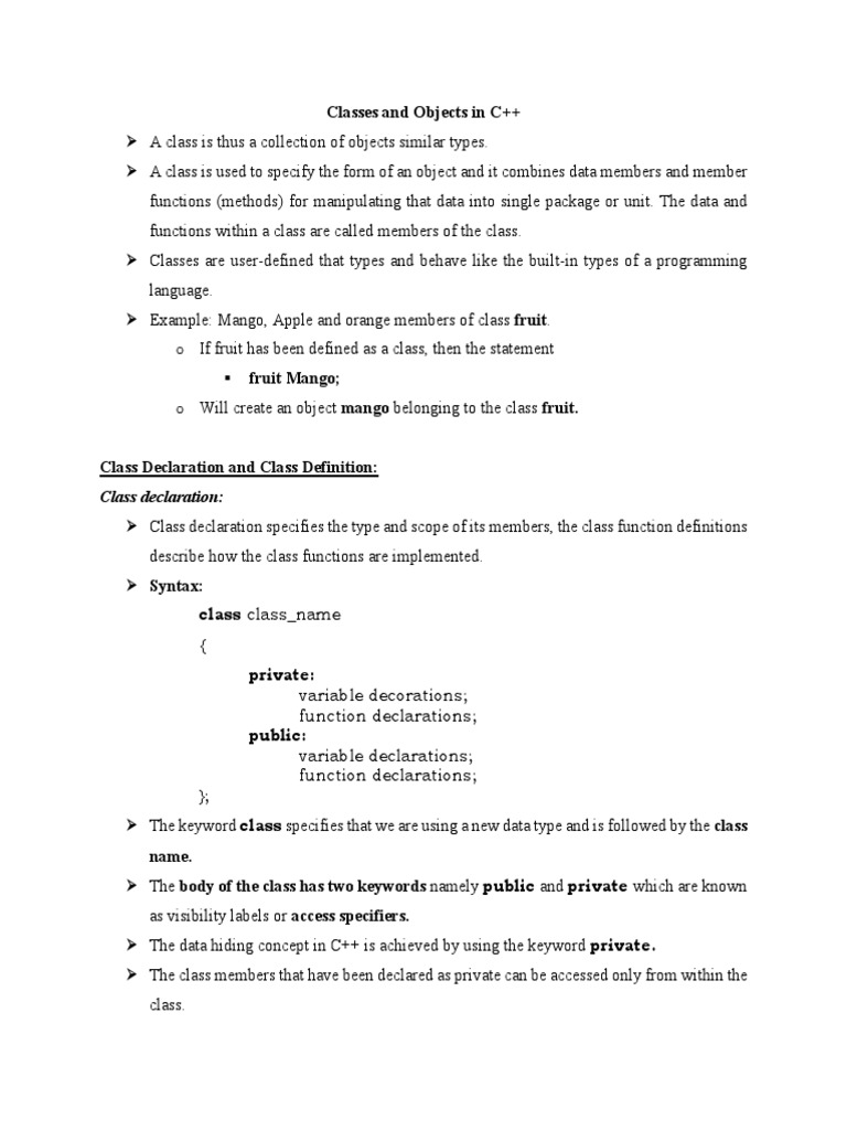 Classes And Objects Module 2 Pdf Scope Computer Science Class Computer Programming